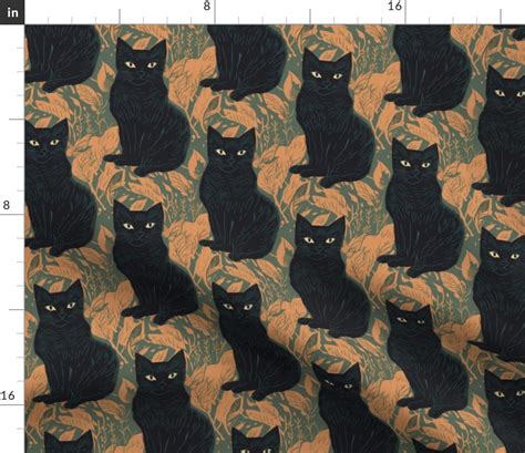Black Cat Fabric Spoonflower