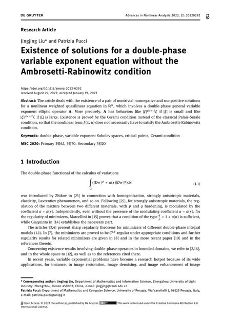 Pdf Existence Of Solutions For A Double Phase Variable Exponent