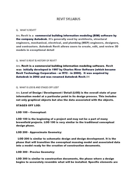 Revit Syllabus Pdf Autodesk Revit
