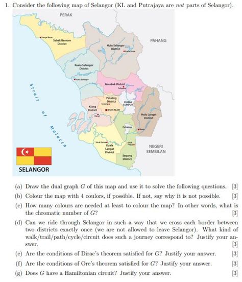 a draw the dual graph g of this map and use it to