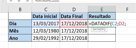Função Datadif No Excel Calcule Diferença Entre Datas Ninja Do Excel