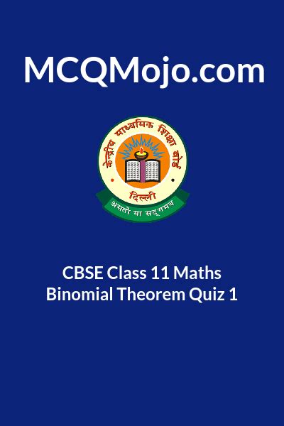 Cbse Class 11 Maths Binomial Theorem Quiz 1
