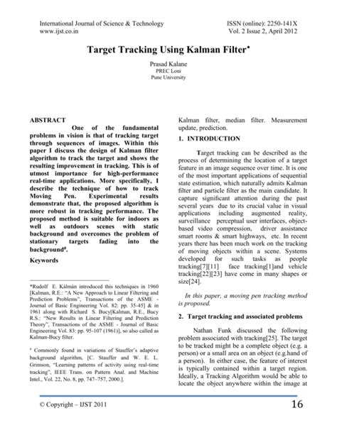 Target Tracking Using Kalman Filter