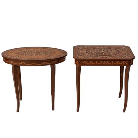 Mesas Auxiliares Siglo Xx Elaboradas En Madera Con Marquetería Cuenta