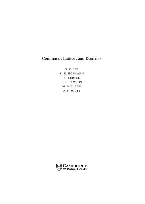Pdf Continuous Lattices And Domains