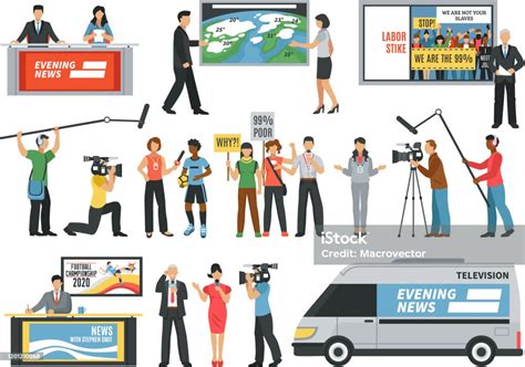 라이브 리포트 기자 뉴스 세트 아이콘 세트에 대한 스톡 벡터 아트 및 기타 이미지 아이콘 세트 언론인 저널리즘 Istock