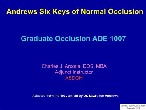 Ppt Andrews Six Keys Of Normal Occlusion Powerpoint Presentation