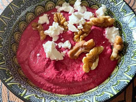 Delicious Beetroot Dip With Greek Yogurt Walnuts And Feta Cheese