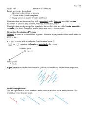 Vectors Docx Page Of Math Section Vectors In This Section We Learn About