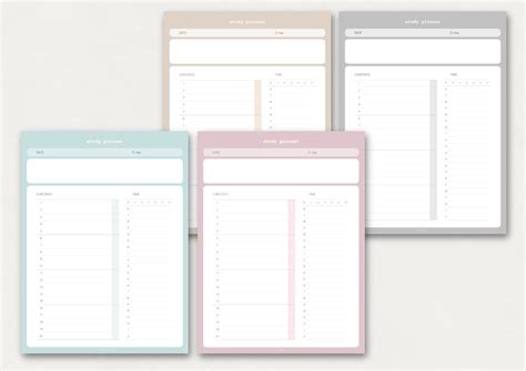 아이패드 굿노트 스터디플래너 속지 파스텔 톤 4종 다운로드 Printable Planner Pages Planner