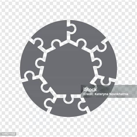 회색의 간단한 아이콘 원 퍼즐 투명 한 배경에 일곱 요소의 간단한 아이콘 퍼즐 플랫 디자인 벡터 일러스트 레이션 Eps10 7에