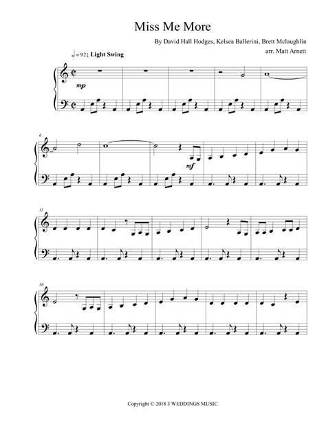 Missed Me More Arr Matt Arnett Sheet Music Kelsea Ballerini Easy