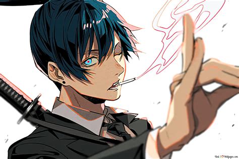 Aki Hayakawa สูบบุหรี่จากอนิเมะเรื่อง Chainsaw Man 4k ดาวน์โหลดวอลเปเปอร์