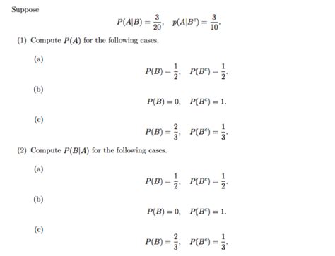 solved suppose p a b 3 20 p a b c 3 10 compute