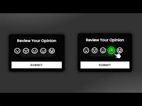 Emoji Rating Widget Using Html Css Javascript Youtube