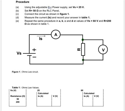 Solved 91 Using Ohms Law Circuit Shown In Figure 1 Calculate The