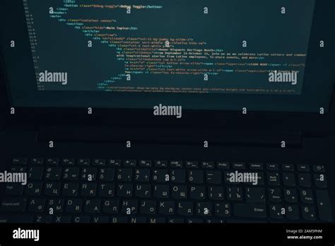 Close Up Css HTML Code On Monitor Screen With Black Background Stock