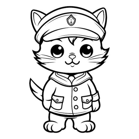 귀여운 고양이 파일 캐릭터의 흑백 만화 일러스트레이션 컬러링 책 프리미엄 벡터