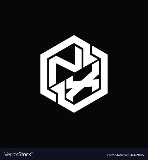 Nx Logo Monogram Gaming Hexagon Geometric Shape Vector Image
