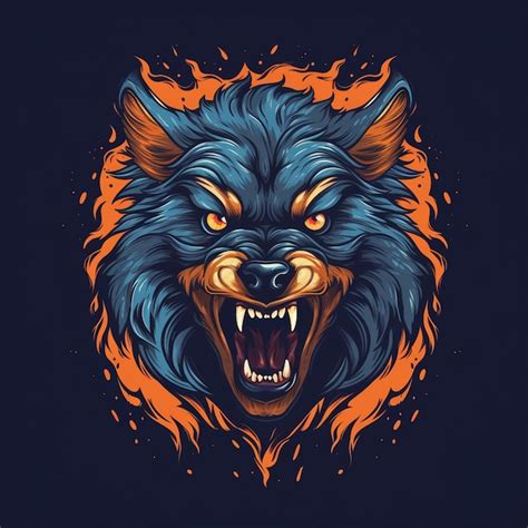 Premium Ai Image Brutal Evil Wolf Portrait Glowing Wolf Eyes Red