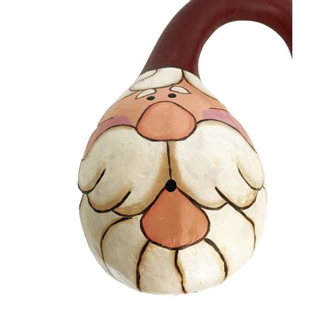 Vintage Lg Hand Painted Gourd Santa Clause Christmas Folk Art Rustic