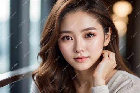 Premium Photo Closeup Portrait Of A Young Korean Model Beautiful Lady