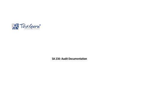 SA 230 Audit Documentation Pdf