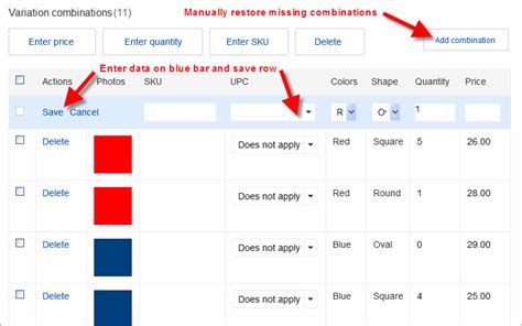 Creating Ebay Variation Listings