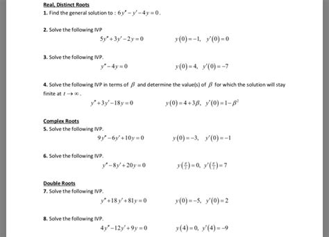 Solved Real Distinct Roots 1 Find The General Solution To