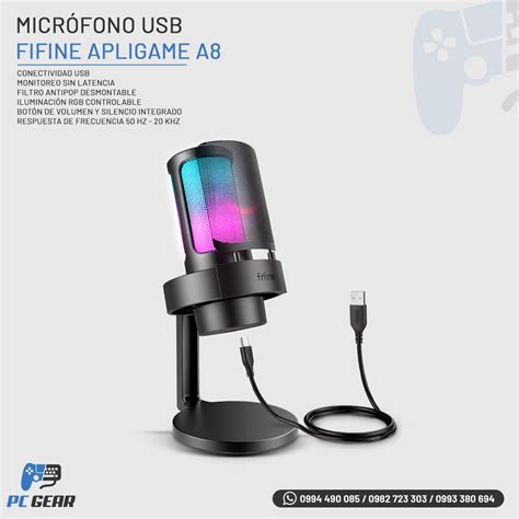 PC GEAR | MICRÓFONO USB FIFINE APLIGAME A8 🎙️ 🔸CONECTIVIDAD USB 🔸 ...