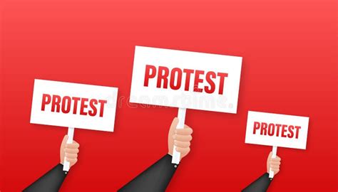 Protesters Hands Holding Protest Signs Vector Stock Illustration