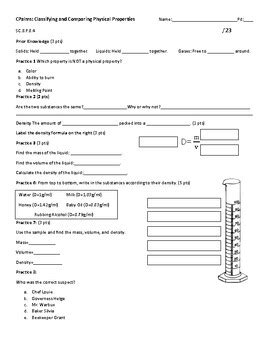 CPalms Classifying And Comparing Properties Tutorial Worksheet SC 8 P 8 4