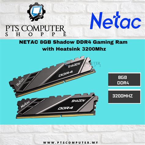 Netac 8gb Shadow Ddr4 Gaming Ram พร ้ อมฮีทซิงค ์ 3200mhz Shopee