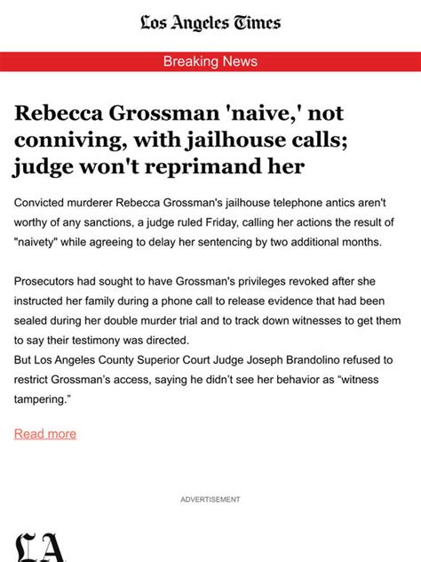 Los Angeles Times Rebecca Grossman Naive Not Conniving With