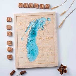 Digital File DXF AI SVG Custom Map Wood Bathymetric Map Custom Wood Lake River Map Laser