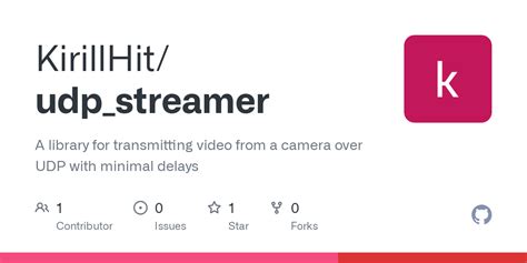 Github Kirillhitudpstreamer A Library For Transmitting Video From A Camera Over Udp With