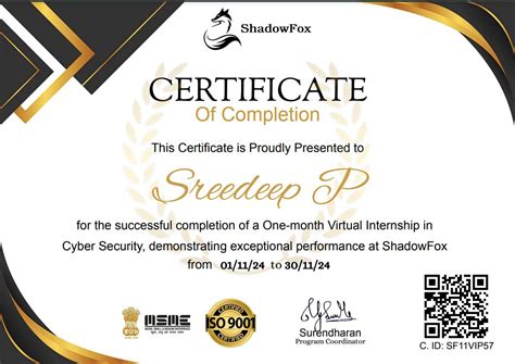 Internship Shadowfox Cybersecurity Sreedeep P
