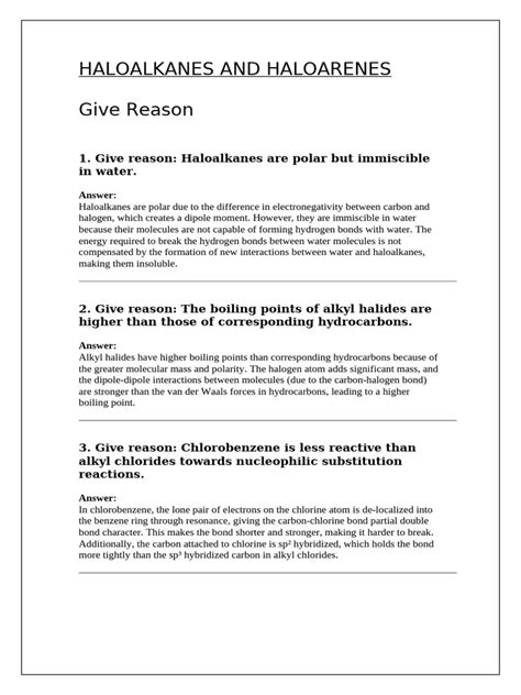 Haloalkanes And Haloarenes Give Reason Pdf Chlorofluorocarbon