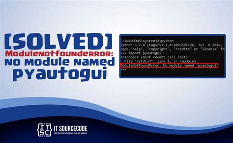 Modulenotfounderror No Module Named Pyautogui SOLVED
