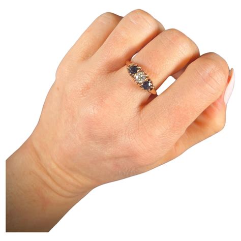 Bezel Set Diamond Three Stone 18ct Gold Ring For Sale At 1stdibs