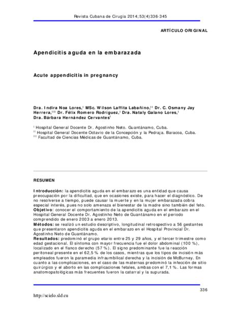 Pdf Apendicitis Aguda En La Embarazada