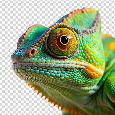 透明な背景に孤立したトカゲカメレオン プレミアムpsdファイル