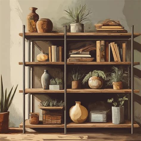 Premium Photo 3 D Render Of A Modern Shelf With Different Plants