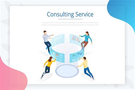 Premium Vector Consulting Service Isometric Business Data Analytics