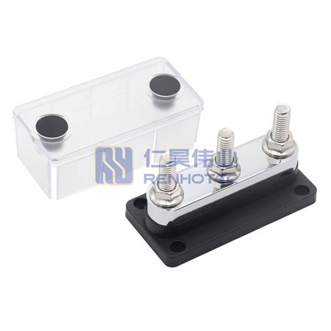 600a Black Bus Bar 338m10 Terminal Studs 12v 48v Power Distribution Block With Cover For