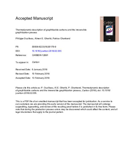 Pdf Thermodynamic Description Of Graphitizable Carbons And The