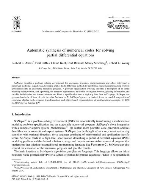 pdf automatic synthesis of numerical codes for solving partial
