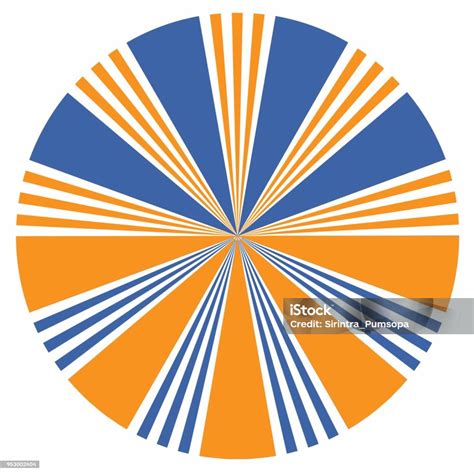 화살표 아이콘의 주황색과 파란 햇살 디자인 요소입니다 흰색 배경에 고립 된 방사형 선으로 추상적인 원형 기하학적 모양 태양 광선 벡터 일러스트 레이 션 고풍스런에 대한 스톡