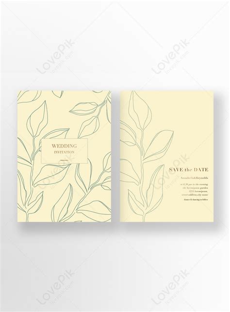 옐로우 라인 섹스 꽃 장식 청첩장 앞면과 뒷면 커버 이미지 사진 464979528 무료 다운로드