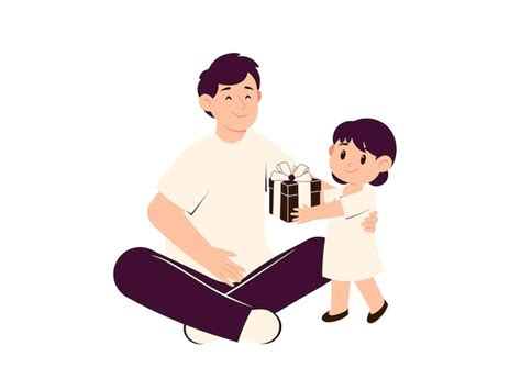 딸 과 함께 즐거운 아버지 의 날 일러스트레이션 프리미엄 벡터